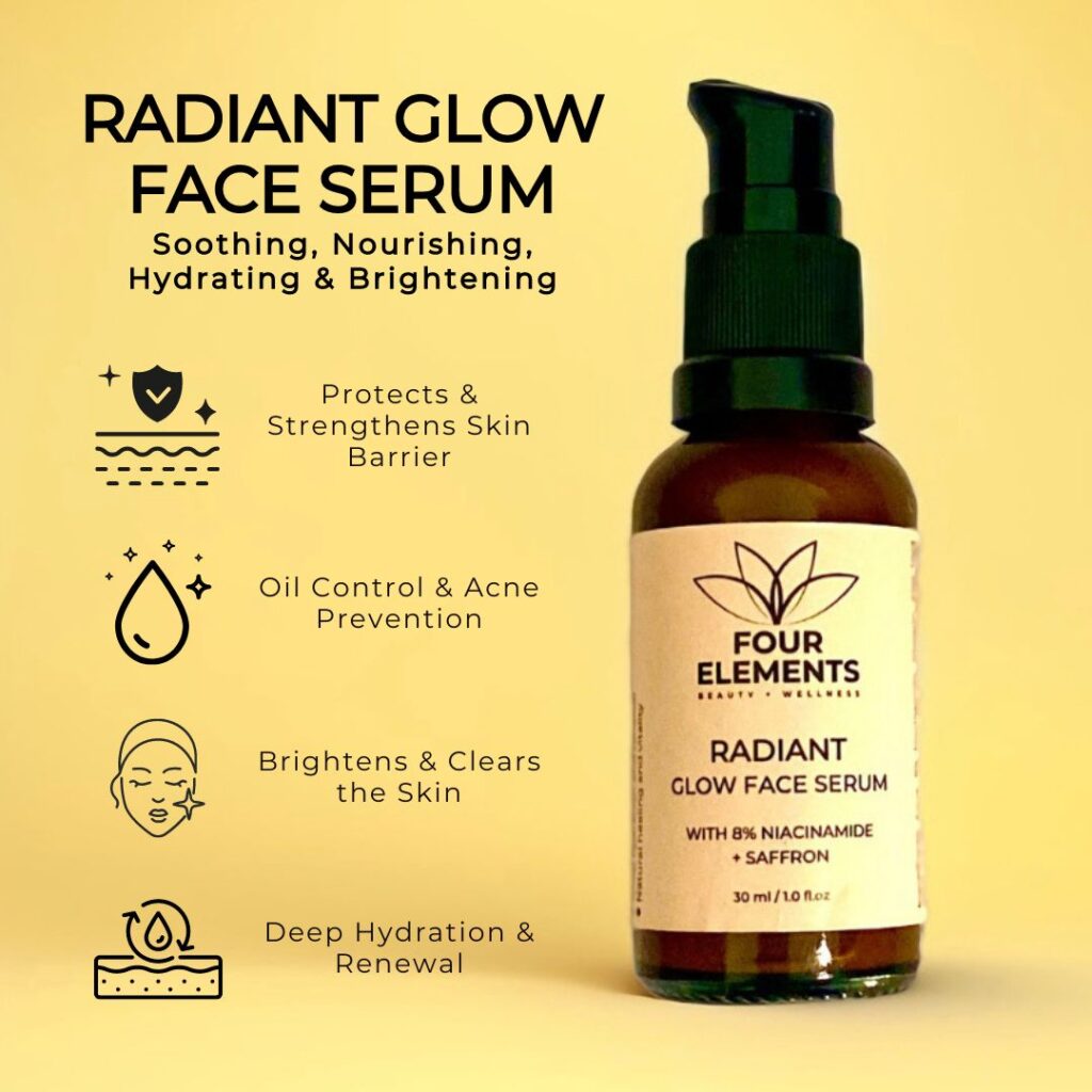 Radiant Glow Face Serum | 8% Niacinamide + Saffron | Brightening - Four ...